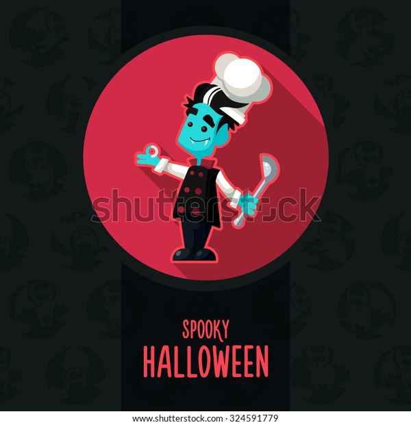 Illustration About Vampire Chef Halloween Menu Stock Vector (Royalty ...