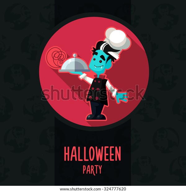 Illustration About Vampire Chef Halloween Menu Stock Vector (Royalty ...
