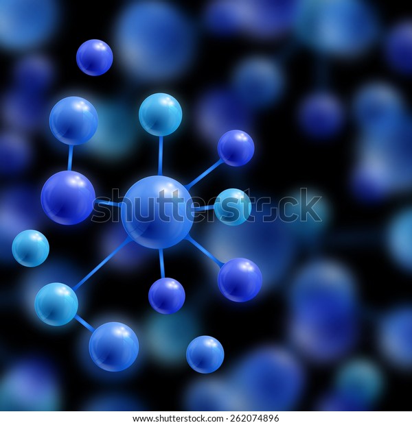Illustration Abstract Blue Molecules On Blurred Stock Vector (Royalty ...