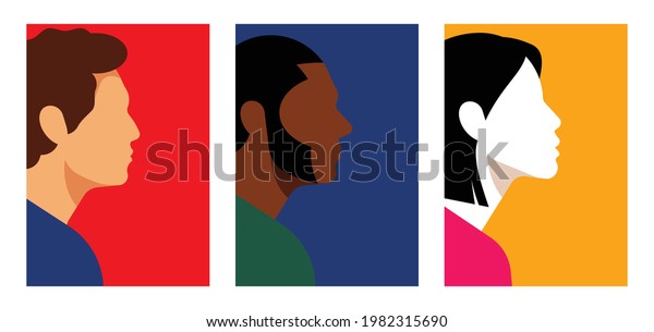 Illustration Abstract Human Profile Set Posters Stock Vector (Royalty ...