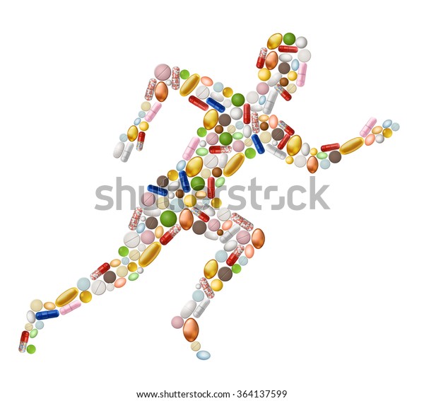 Illustration Abstract Running Man Made Pills : image vectorielle de ...