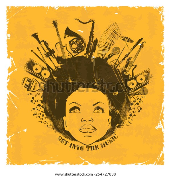 Illustration African American Young Woman Portrait Stock Vector