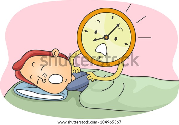 Illustration Alarm Clock Waking Man Stock Vector (Royalty Free) 104965367