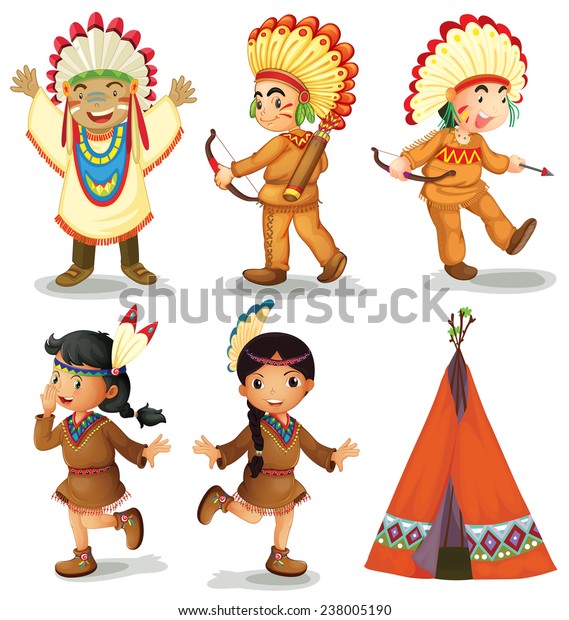 Illustration American Red Indians Stock Vector (Royalty Free) 238005190 ...