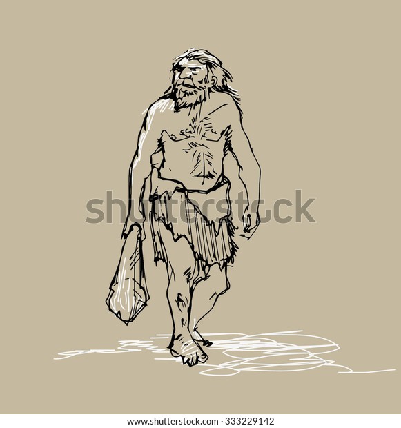 Illustration Ancient Man Background Saved Separetely Stock Vector ...