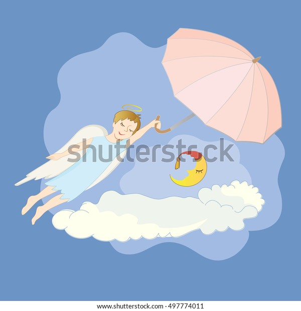 Illustration Angel Sleeping On Cloud Stock Vector (Royalty Free ...