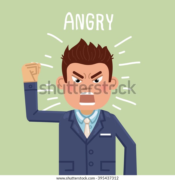 Illustration Angry Businessman Businessman Rage Shouting Stock Vector ...