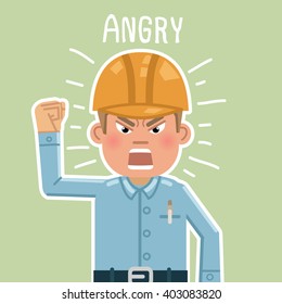 Illustration Angry Construction Worker Emoticon Emotion 库存矢量图（免版税 ...