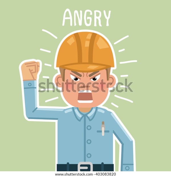 Illustration Angry Construction Worker Emoticon Emotion Stock Vector ...