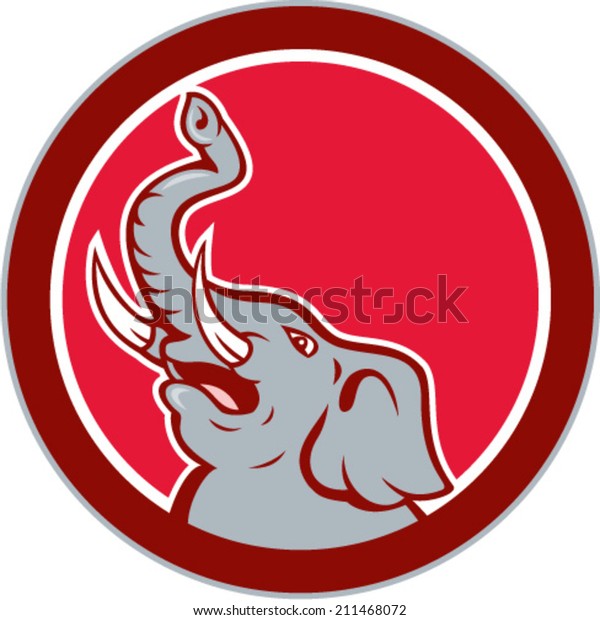 Illustration Angry Elephant Head Roaring Tusk Stock Vector (Royalty ...