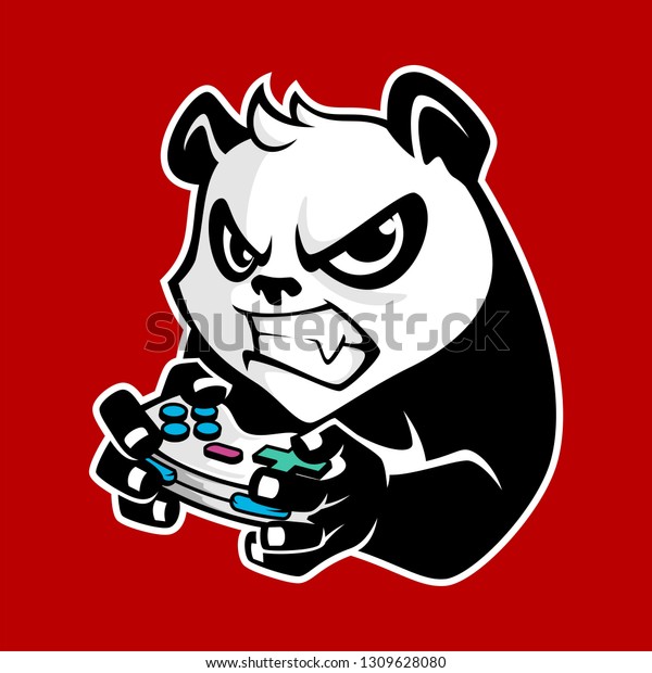 Illustration Angry Panda Holding Game Controller 스톡 벡터(로열티 프리 ...