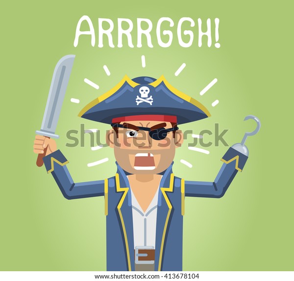 Illustration Angry Pirate Captain Shouting Emotional Stock Vector ...