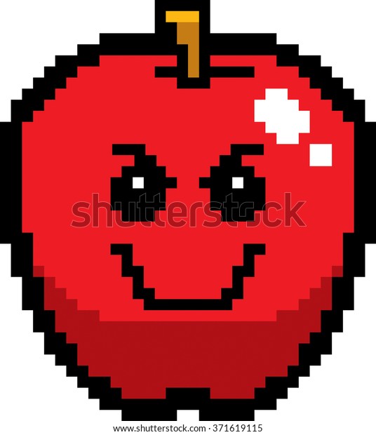Illustration Apple Looking Evil 8bit Cartoon Stock Vector (Royalty Free ...
