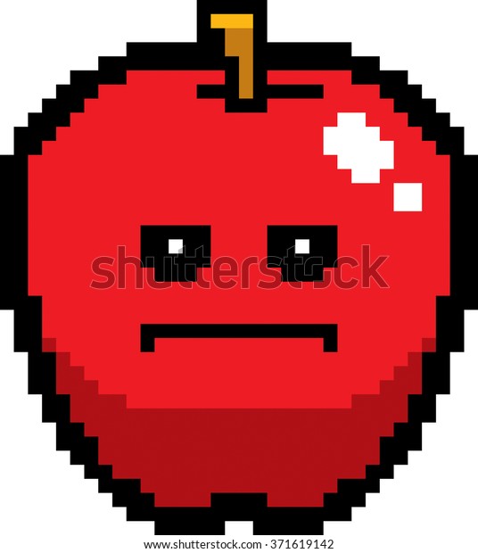 Illustration Apple Looking Serious 8bit Cartoon Stock Vector (Royalty ...