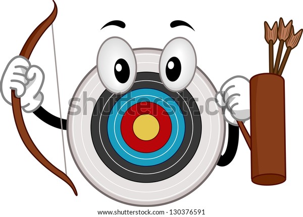 Illustration Archery Board Mascot Stock Vector (Royalty Free) 130376591