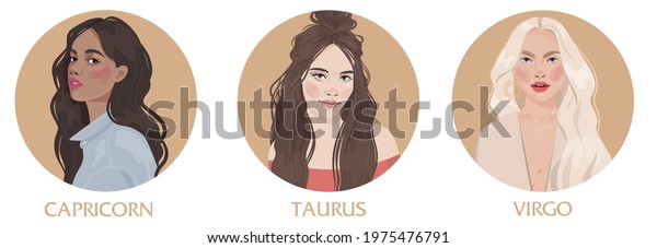Illustration Astrological Sign Element Earth Beautiful Stock Vector ...