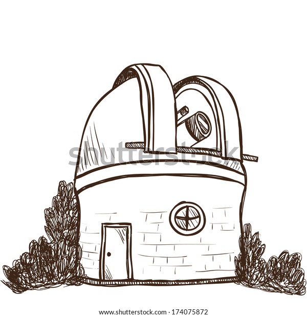 Illustration Astronomical Observatory Hand Drawn Style: vector de stock ...