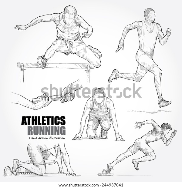 Illustration Athletics Hand Drawn Stock Vector (Royalty Free) 244937041