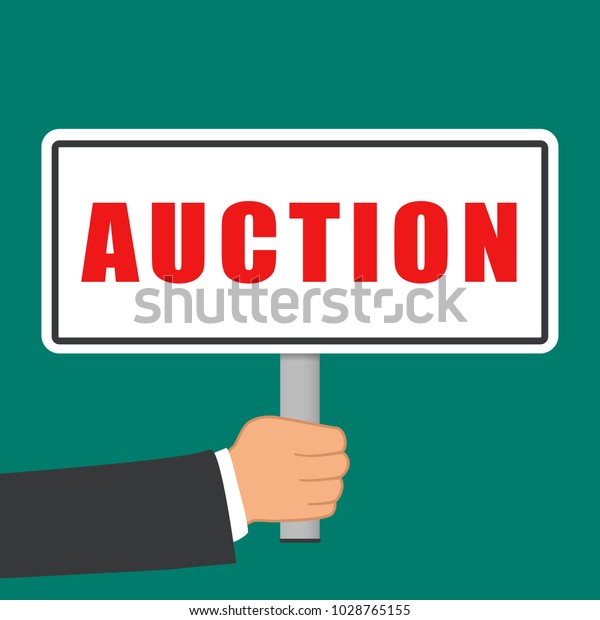 Illustration Auction Word Sign Flat Concept Stock Vector (Royalty Free ...