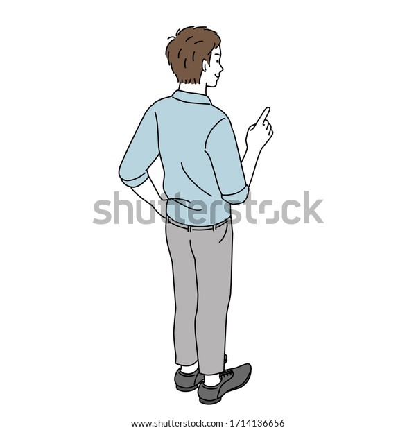 Illustration Back View Man Pointing Stock Vector (Royalty Free ...