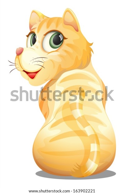 Illustration Back View Orange Cat On Stock Vector (Royalty Free ...