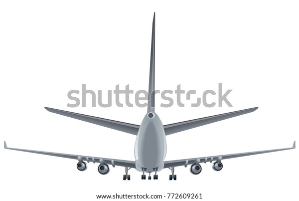 Illustration Back View Passenger Airplane Airport Stock Vector (Royalty ...