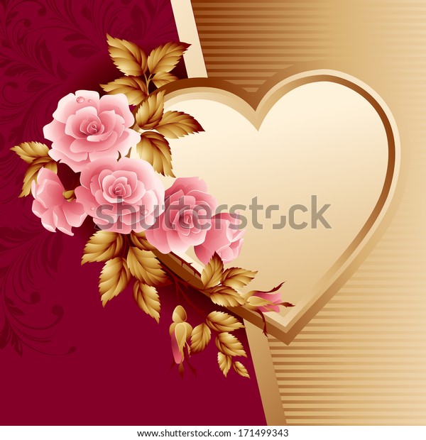 Illustration Background Heart Roses Stock Vector (Royalty Free ...