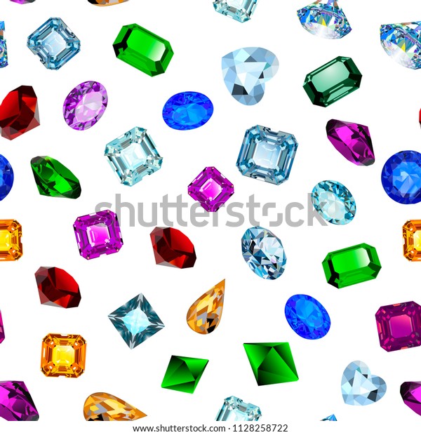 Illustration Background Seamless Shiny Gems Different Stock Vector ...