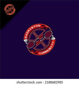 Illustration Badminton Racket Shuttlecock Fire Logo Stock Vector ...