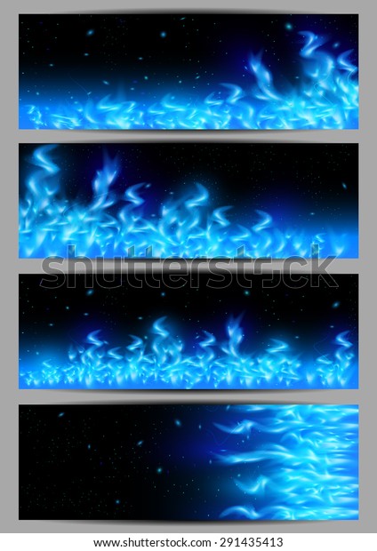 Illustration Banners Blue Flame Tips Sparks Stock Vector (Royalty Free ...