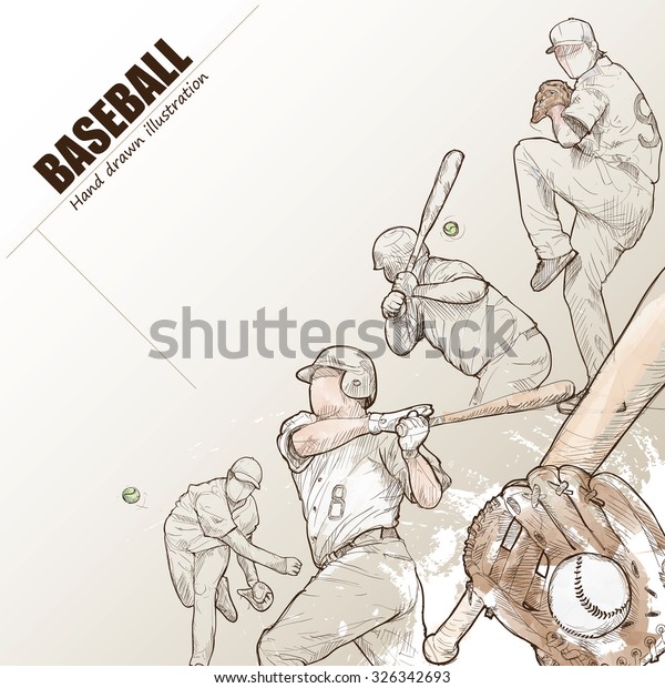 Illustration Baseball Hand Drawn Baseball Poster Stock Vector (Royalty ...