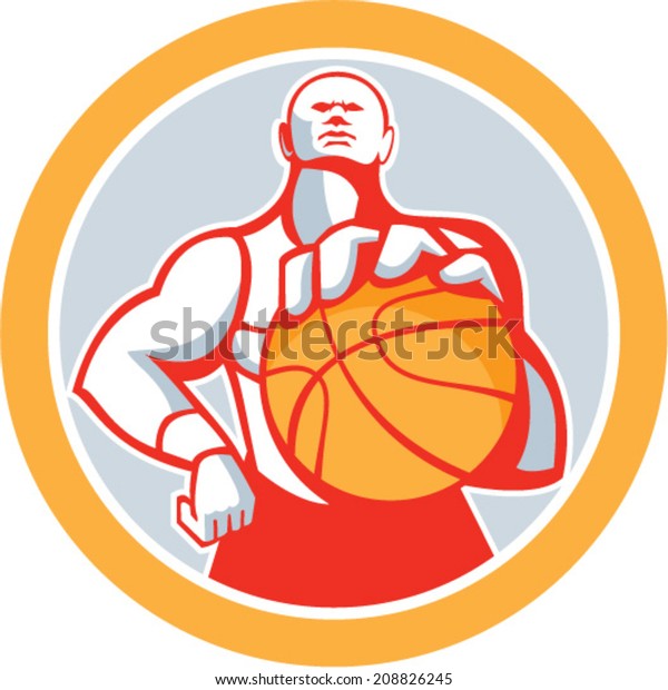 Illustration Basketball Player Ball Facing Front Stock Vector (Royalty ...