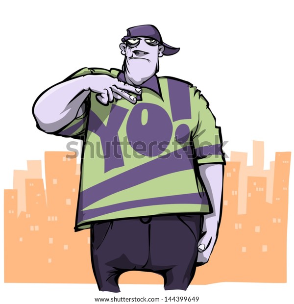 Illustration Bboy Doing Hand Sign: vector de stock (libre de regalías ...