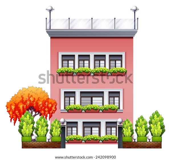 Illustration Beautiful House Front Yard Stock Vector (Royalty Free ...