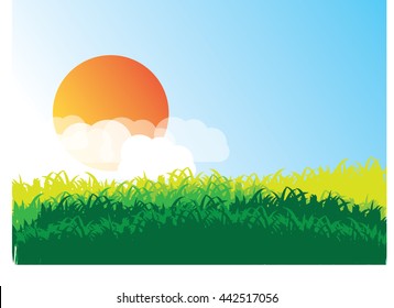 Illustration Beautiful Prairie Sunset Beautiful Vector Stock Vector ...