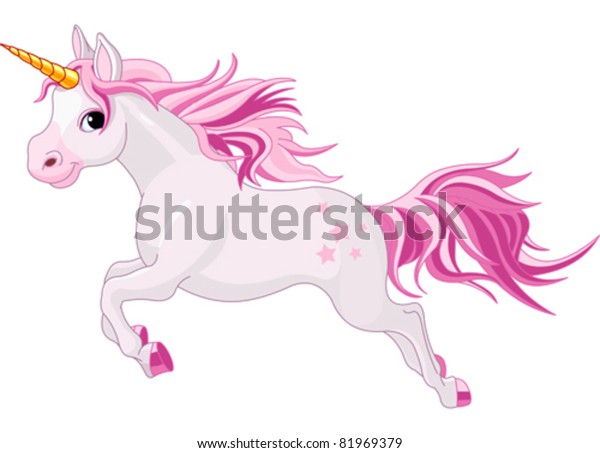 Illustration Beautiful Running Unicorn Stock Vector (Royalty Free) 81969379