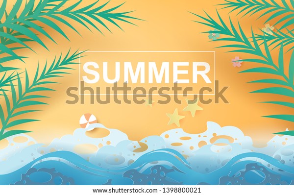 Illustration Beautiful Summer Beach Poster Background Stock Vector ...