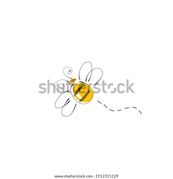 Illustration Bee Simple Line Art Design Stock Vector (Royalty Free ...