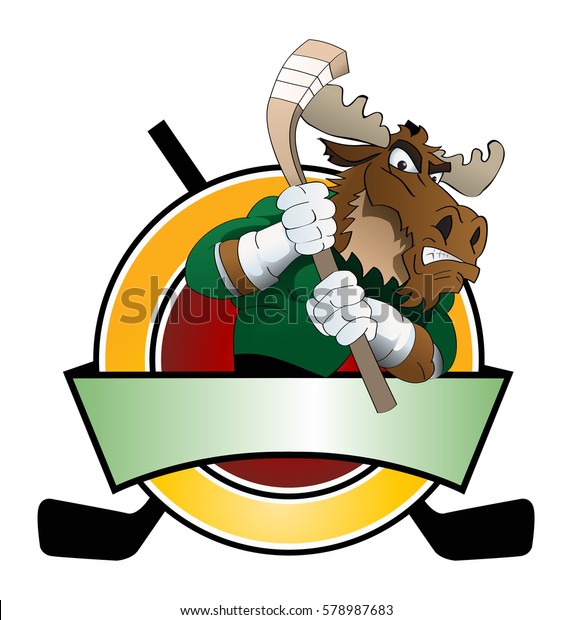 Illustration Big Brown Moose Playing Hockey Stock Vector (Royalty Free ...