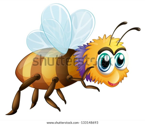 Illustration Big Fat Bee On White Stock Vector (Royalty Free) 133148693