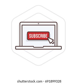 Illustration Big Red Subscribe Button On Stock Vector (Royalty Free ...