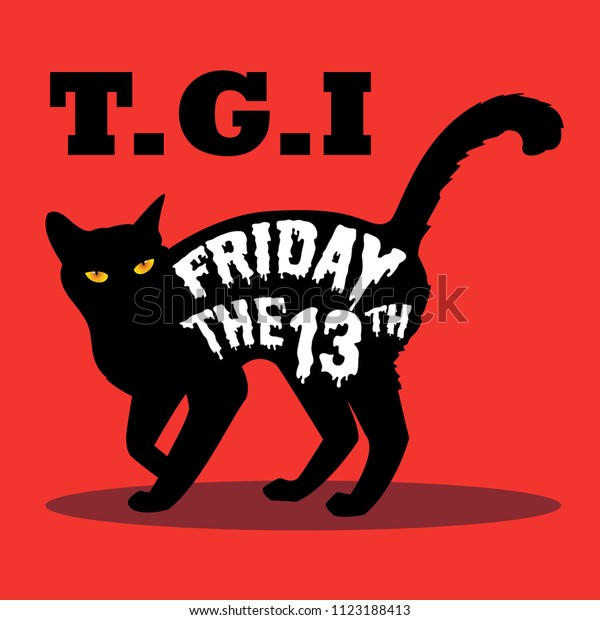 Illustration Black Cat Friday 13th Word Stock Vector Royalty Free