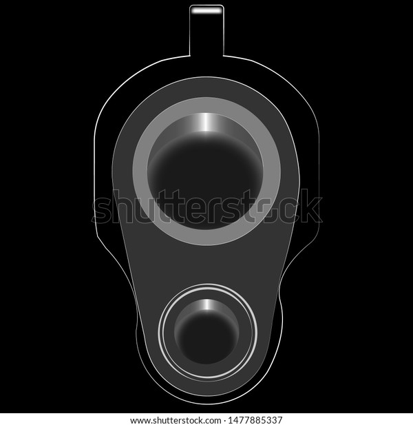 Illustration Black Gun Muzzle Front View Stock Vector (Royalty Free ...