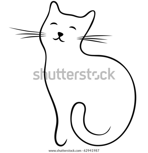 Illustration Black Line Cat Stock Vector (Royalty Free) 62941987 ...