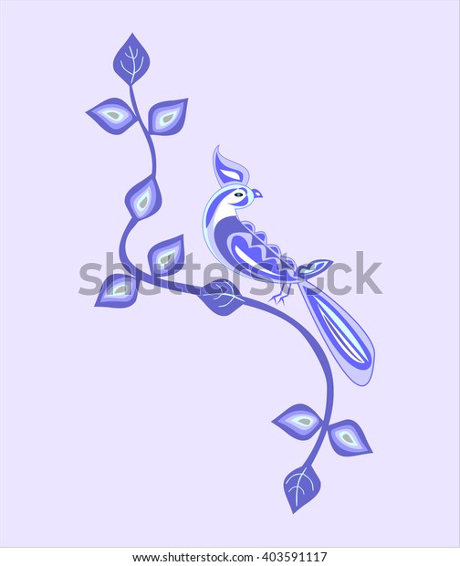 Illustration Blue Bird Blue Patterns On Stock Vector (Royalty Free ...