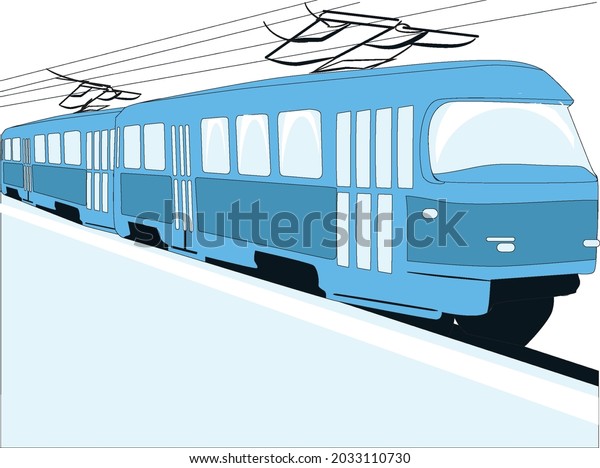 Illustration Blue Electric Train Isolated On Stock Vector (Royalty Free ...