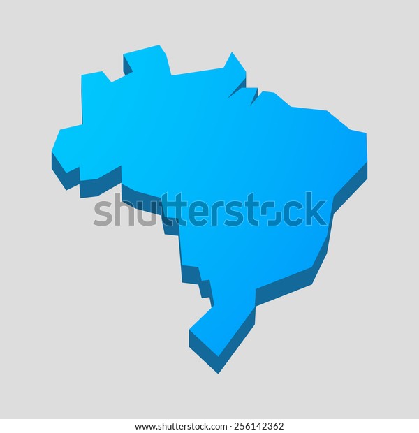 Illustration of a blue isolated Brazil map