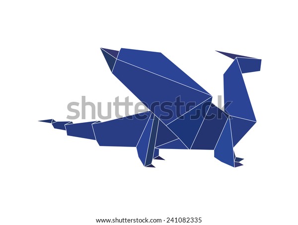 Illustration Blue Origami Dragon Stock Vector (Royalty Free) 241082335 ...