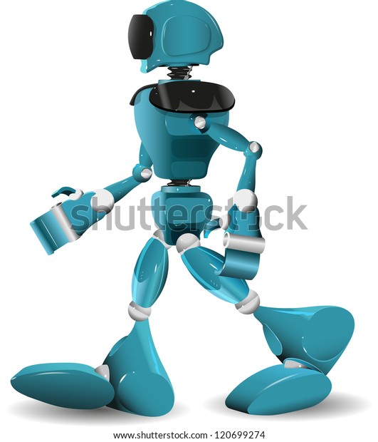 Illustration Blue Robot On White Background Stock Vector (Royalty Free ...