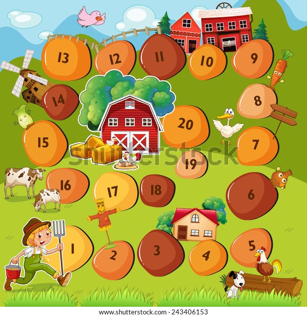 Illustration Boardgame Farm Scene Stock Vector (Royalty Free) 243406153 ...